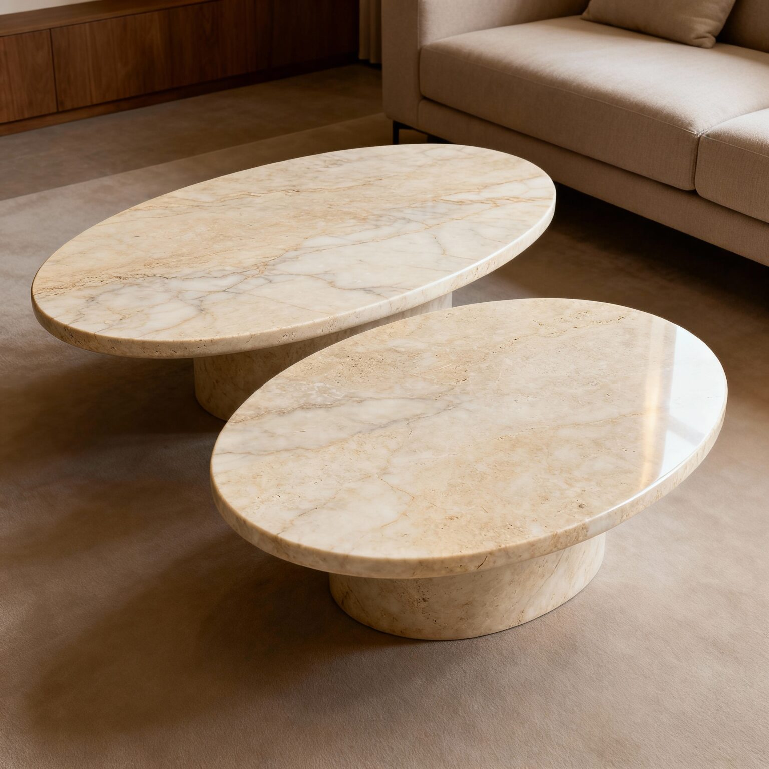 Oval vs Round Travertine Coffee Tables